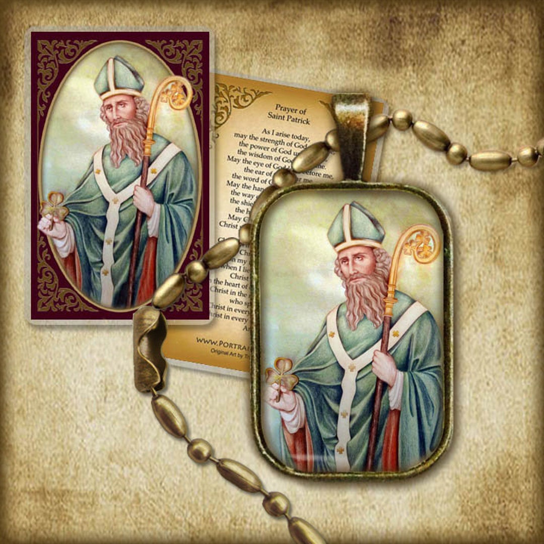 St. Patrick (A) Pendant and Holy Card GIFT SET Catholic Saint Invoked ...