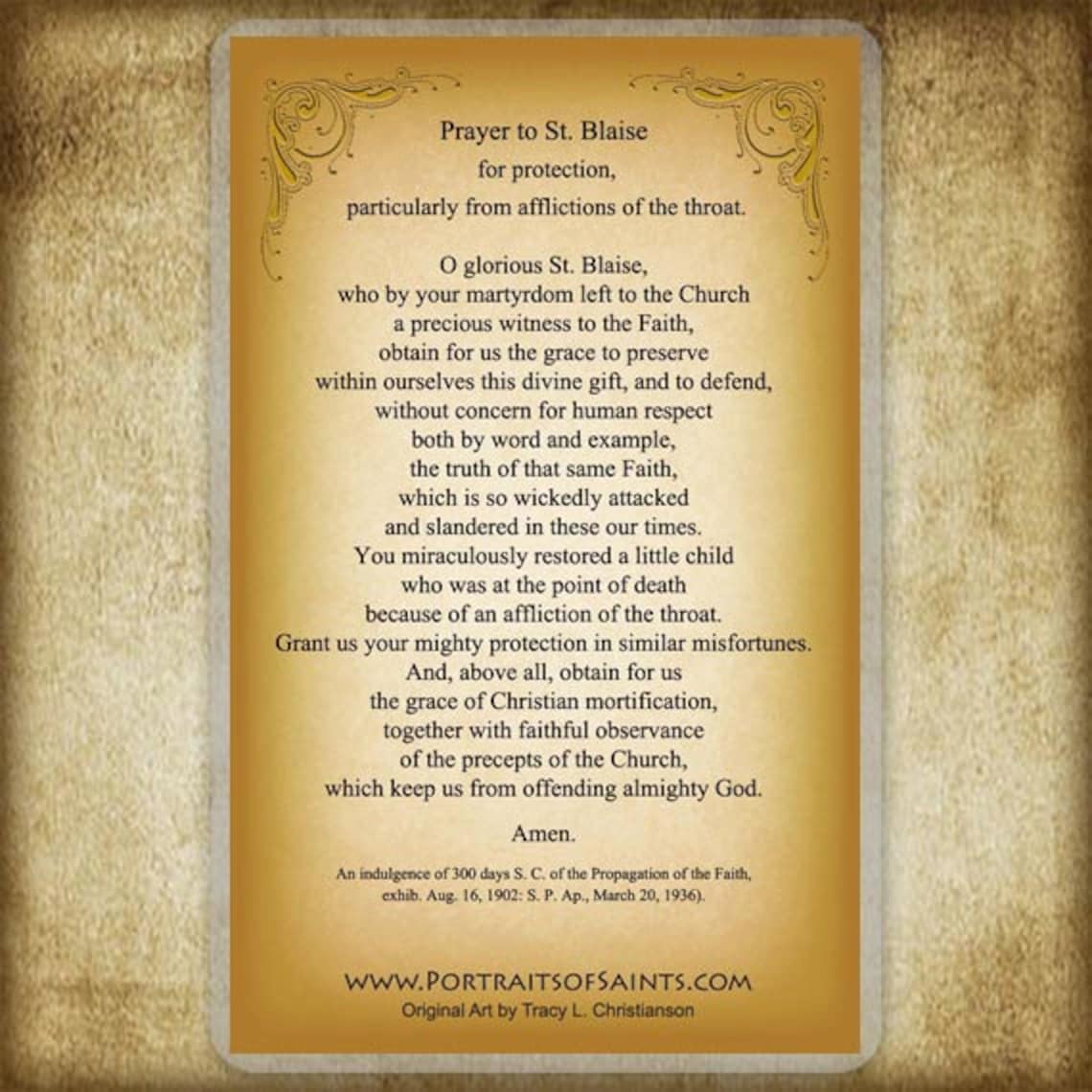 St. Blaise Blase Prayer Card | Etsy