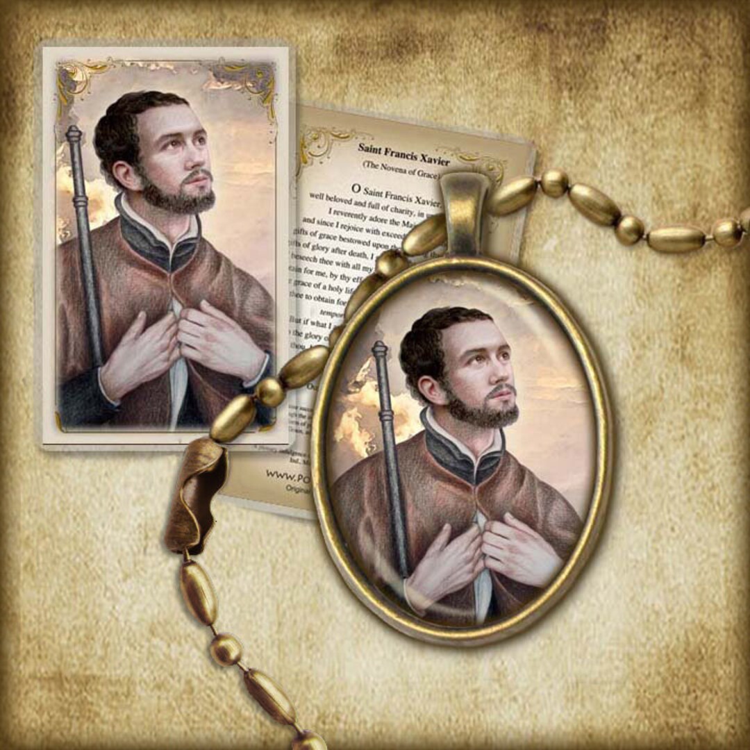 St. Francis Xavier Pendant and Holy Card GIFT SET Catholic Saint for ...