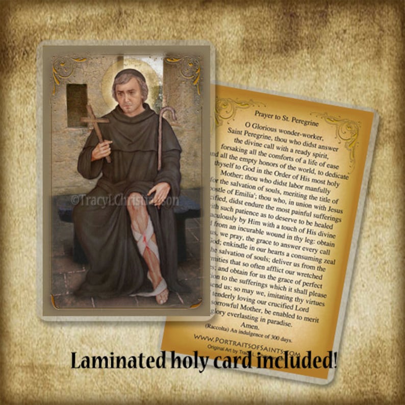St. Peregrine Laziosi Wood Icon and Holy Card GIFT SET | Etsy