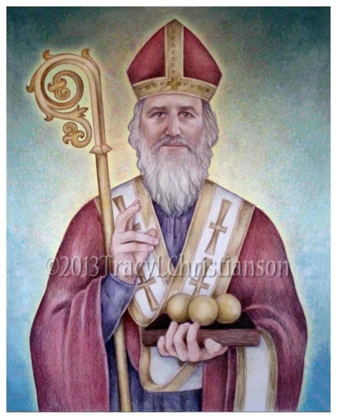 St. Nicholas Catholic Art Print, Patron of Children, Sailors, Fishermen ...