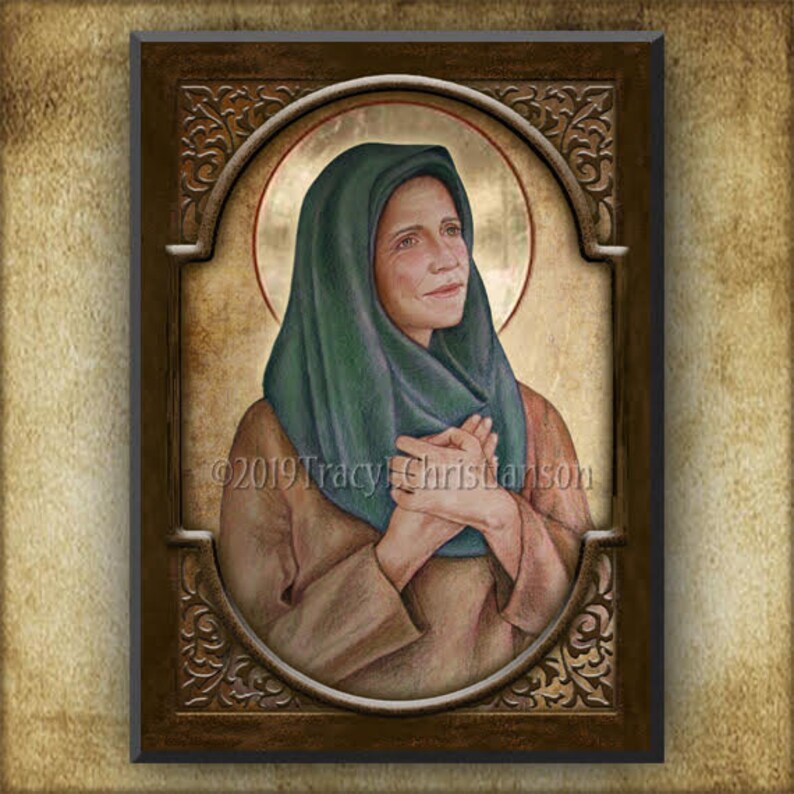 St. Hannah Wood Plaque & Holy Card GIFT SET Patron Saint of - Etsy