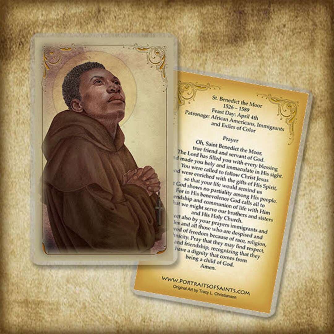 St. Benedict the Moor Holy Card/ Prayer Card - Etsy