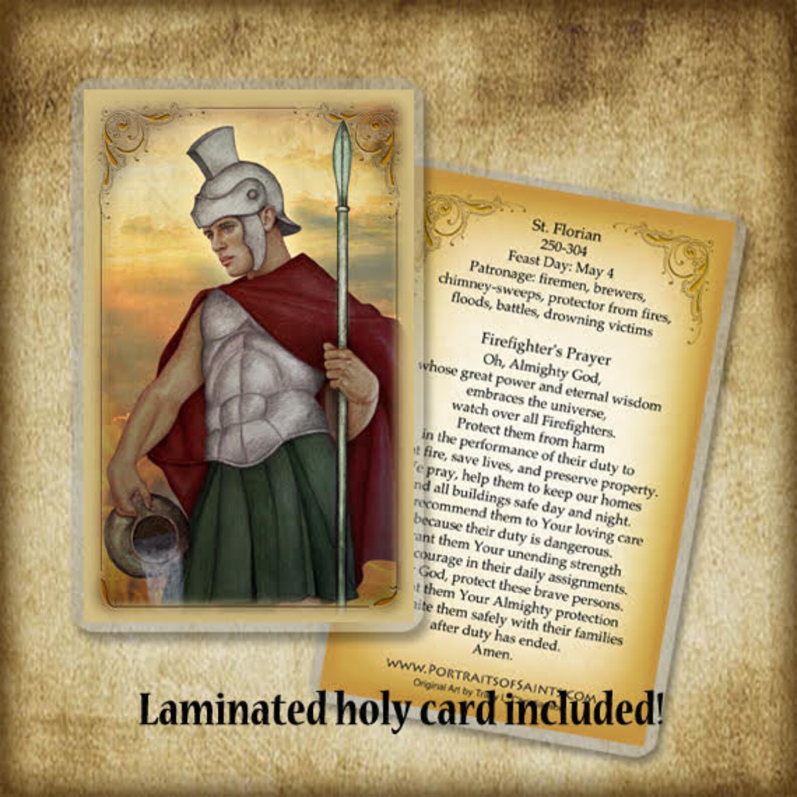 St. Florian Wood Plaque & Holy Card GIFT SET Catholic Patron - Etsy