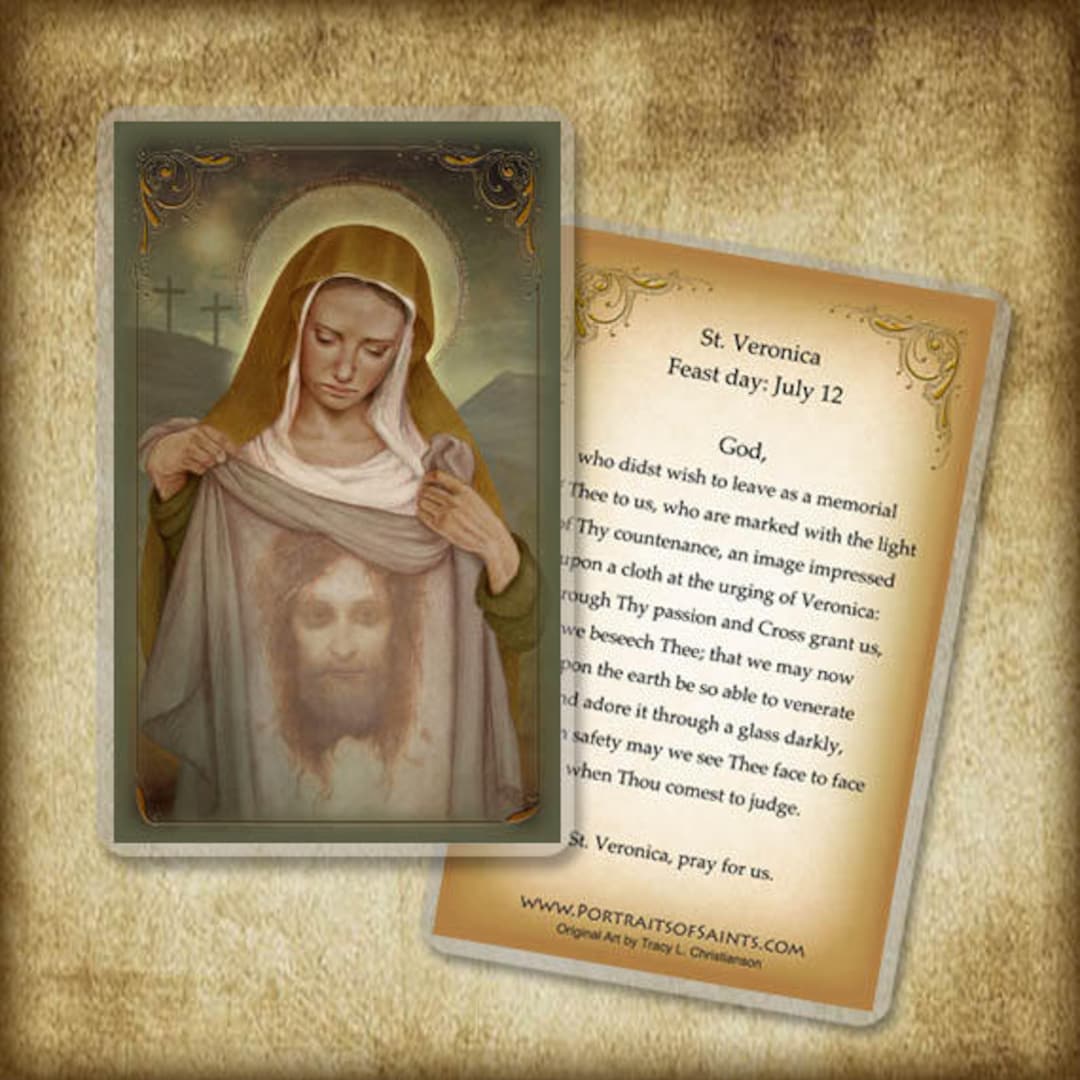 St. Veronica Prayer Card, the Veil of Christ - Etsy
