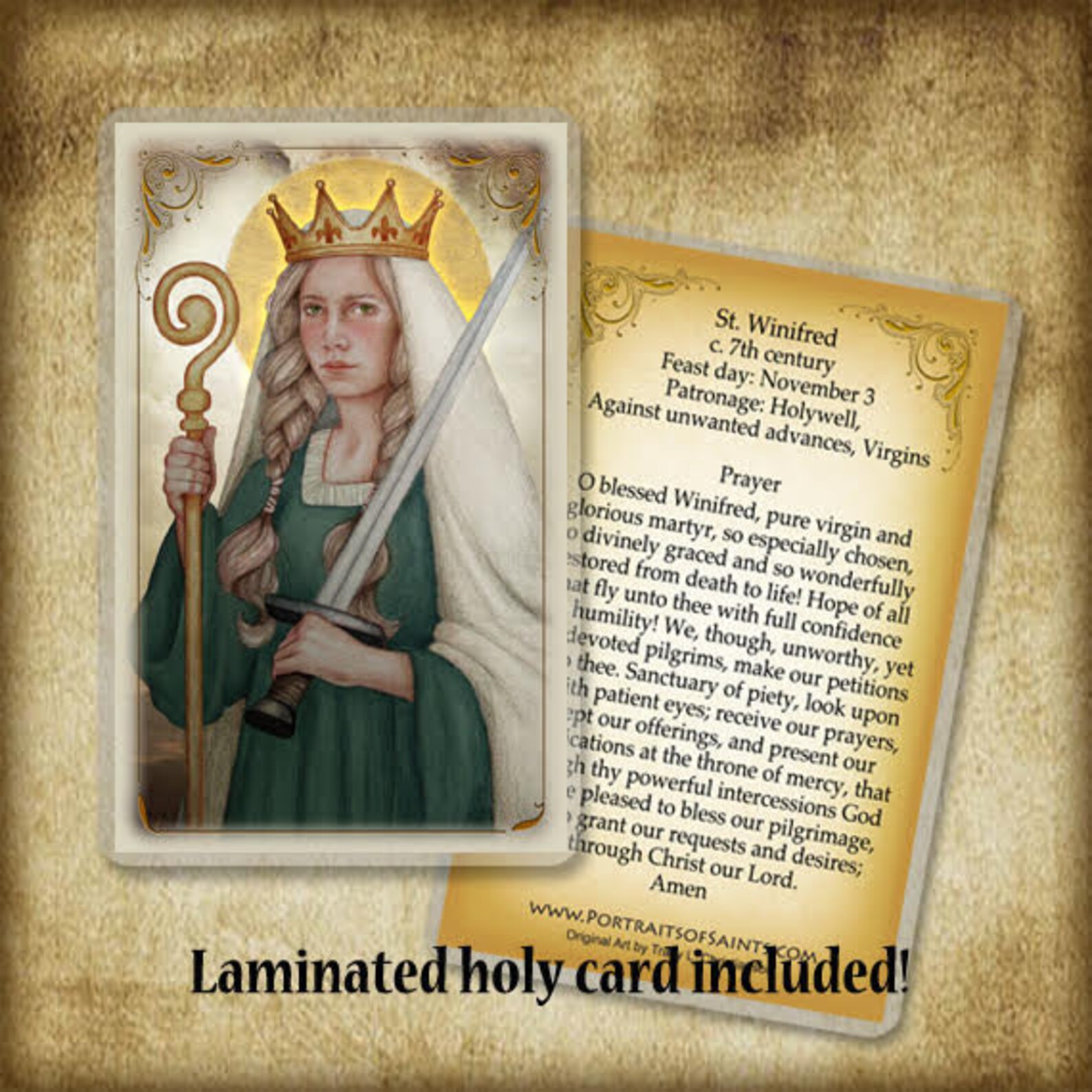 St. Winifred Pendant and Holy Card GIFT SET, 1st Communion Gift - Etsy