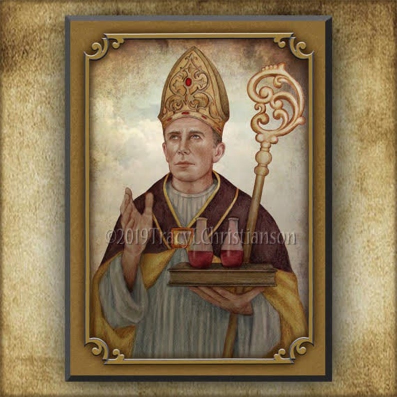 St. Januarius Wood Icon & Holy Card GIFT SET Saint for | Etsy