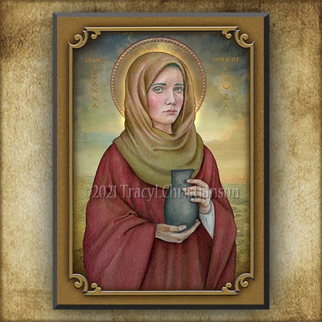 St. Joanna Wife of Chuza Wood Icon/plaque & Holy Card GIFT SET Catholic ...