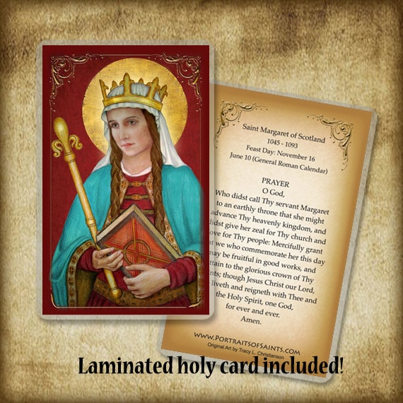 St. Margaret of Scotland Wood Plaque & Holy Card GIFT SET - Etsy