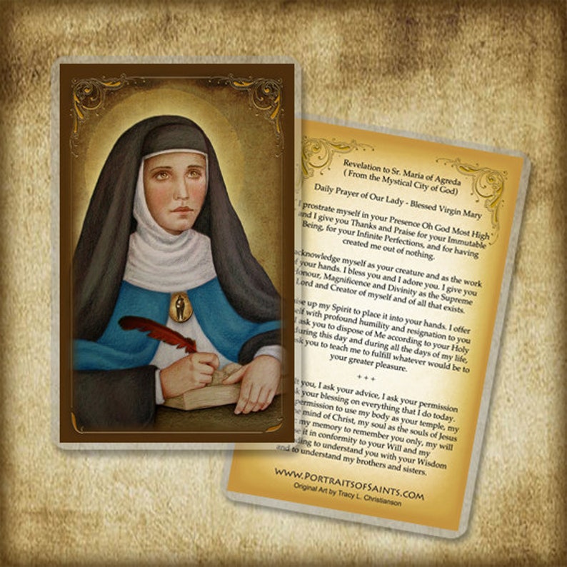 Mary of Agreda Prayer Card, Mystic Who Was Shown the Life of Jesus - Etsy