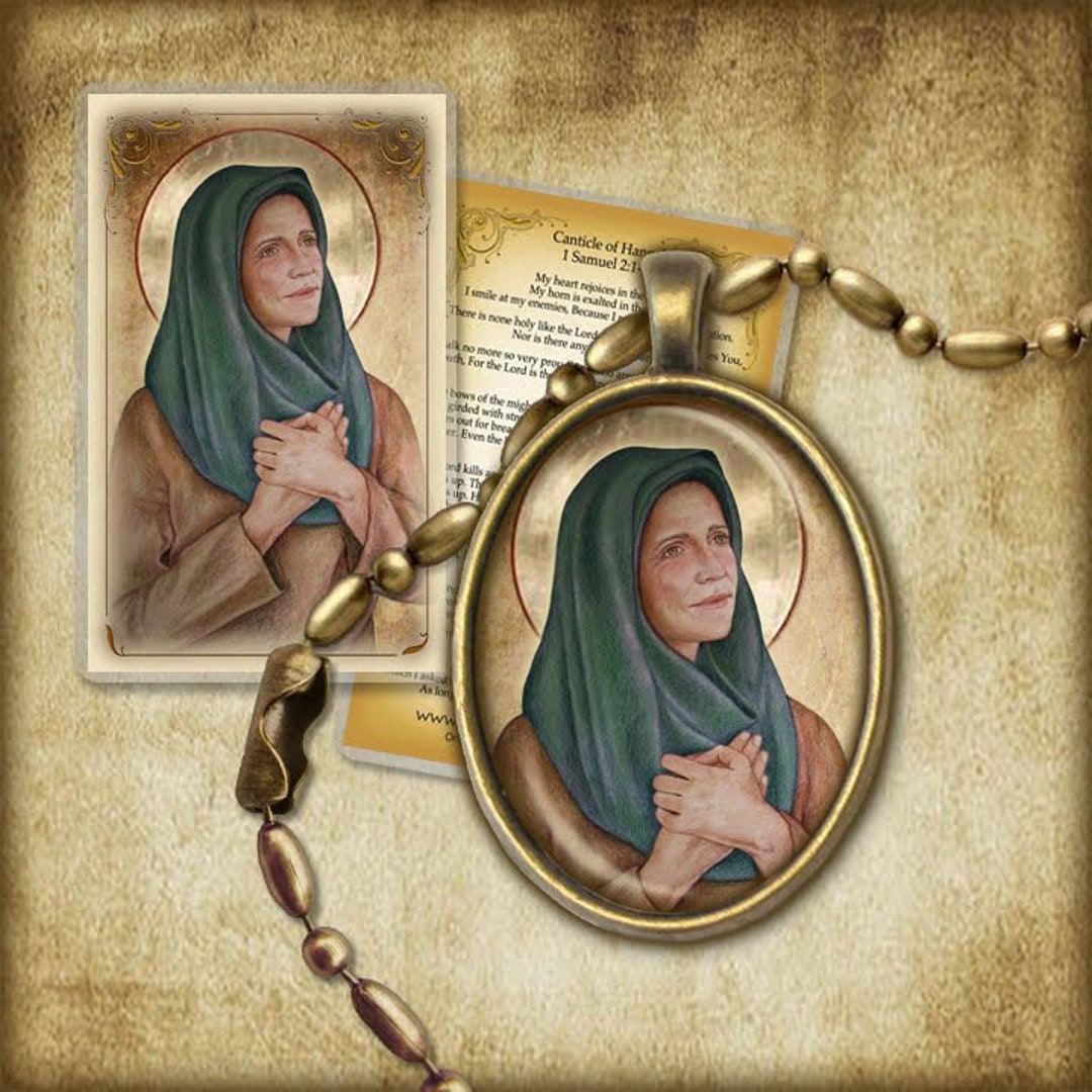 St. Hannah Pendant and Holy Card GIFT SET, Catholic Saint for ...