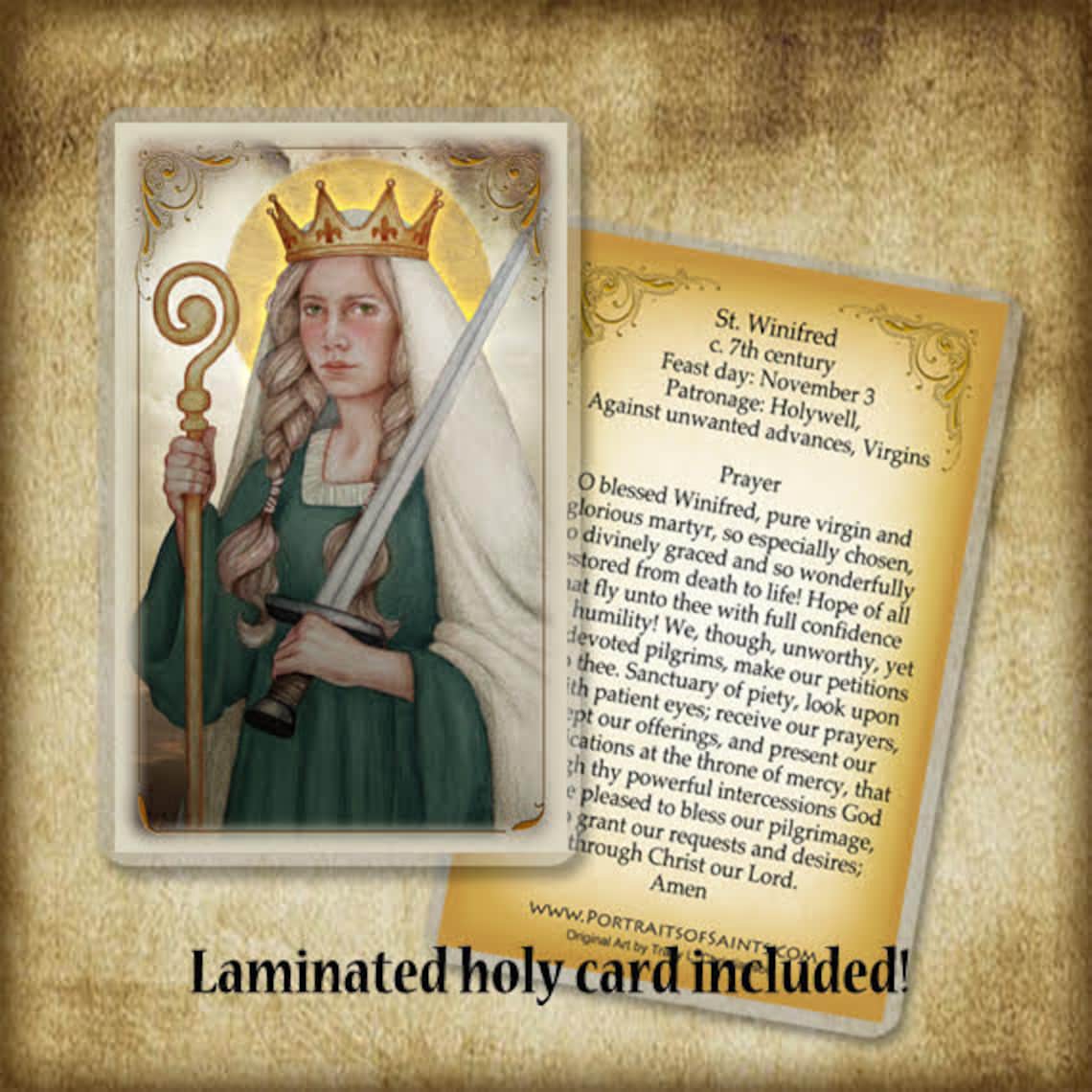 St. Winifred Wood Icon & Holy Card GIFT SET, Catholic Art - Etsy
