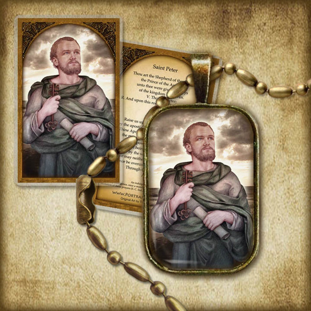 St. Peter the Apostle Pendant and Holy Card GIFT SET Catholic Saint for ...