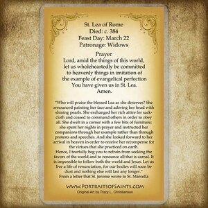St. Lea of Rome Prayer Card, Contemporary of St. Jerome - Etsy