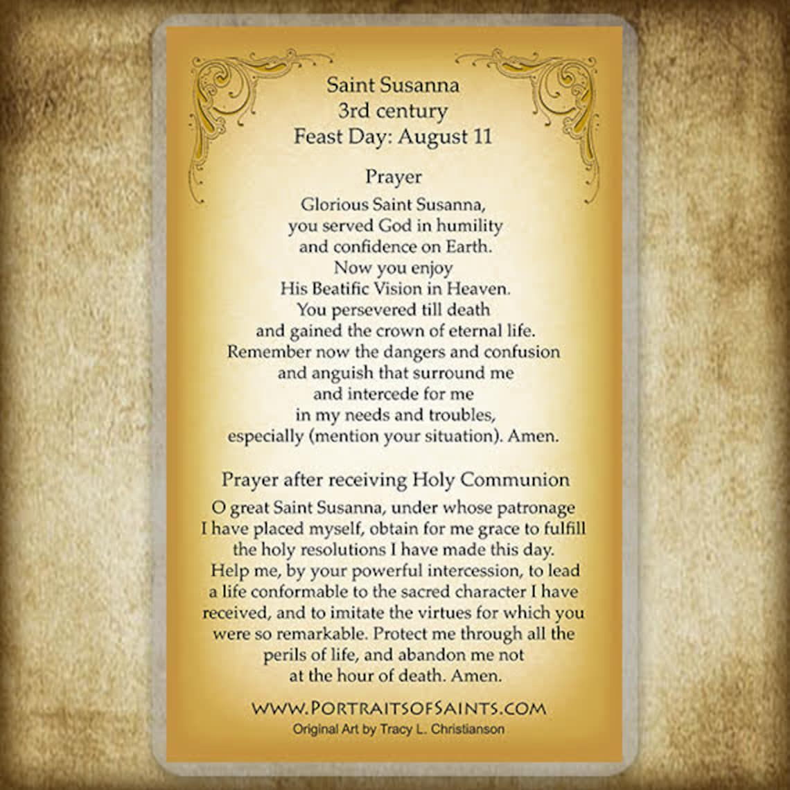 St. Susanna Holy Card/prayer Card - Etsy