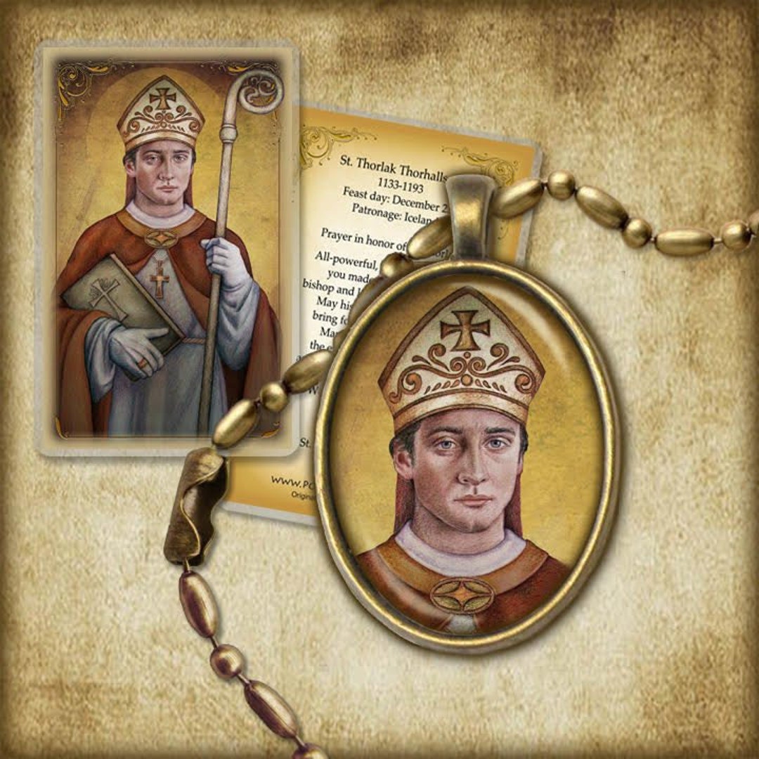 St. Thorlak Thorhallsson Pendant and Holy Card GIFT SET - Etsy