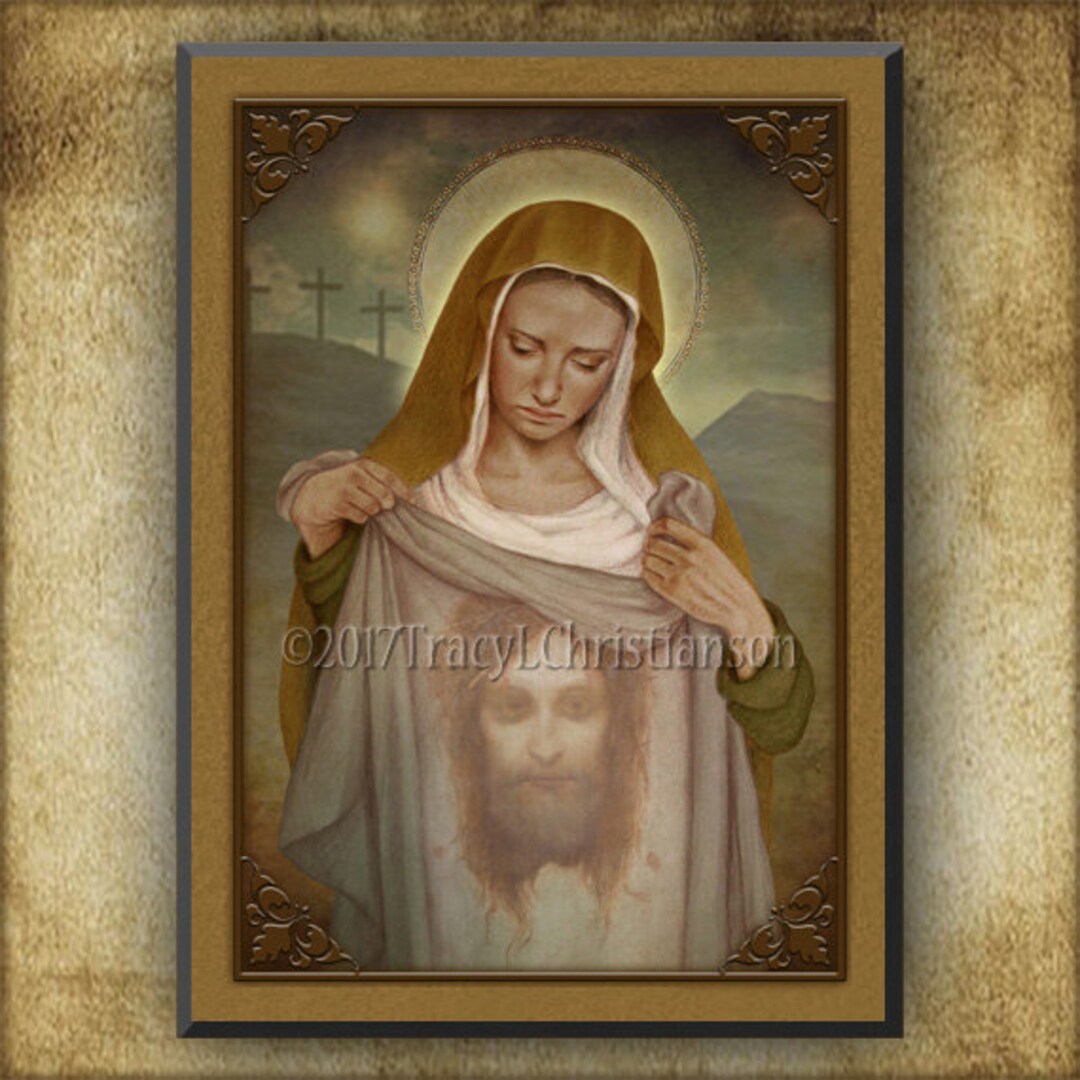St. Veronica Plaque & Holy Card Gift Set, the Holy Face of Jesus - Etsy