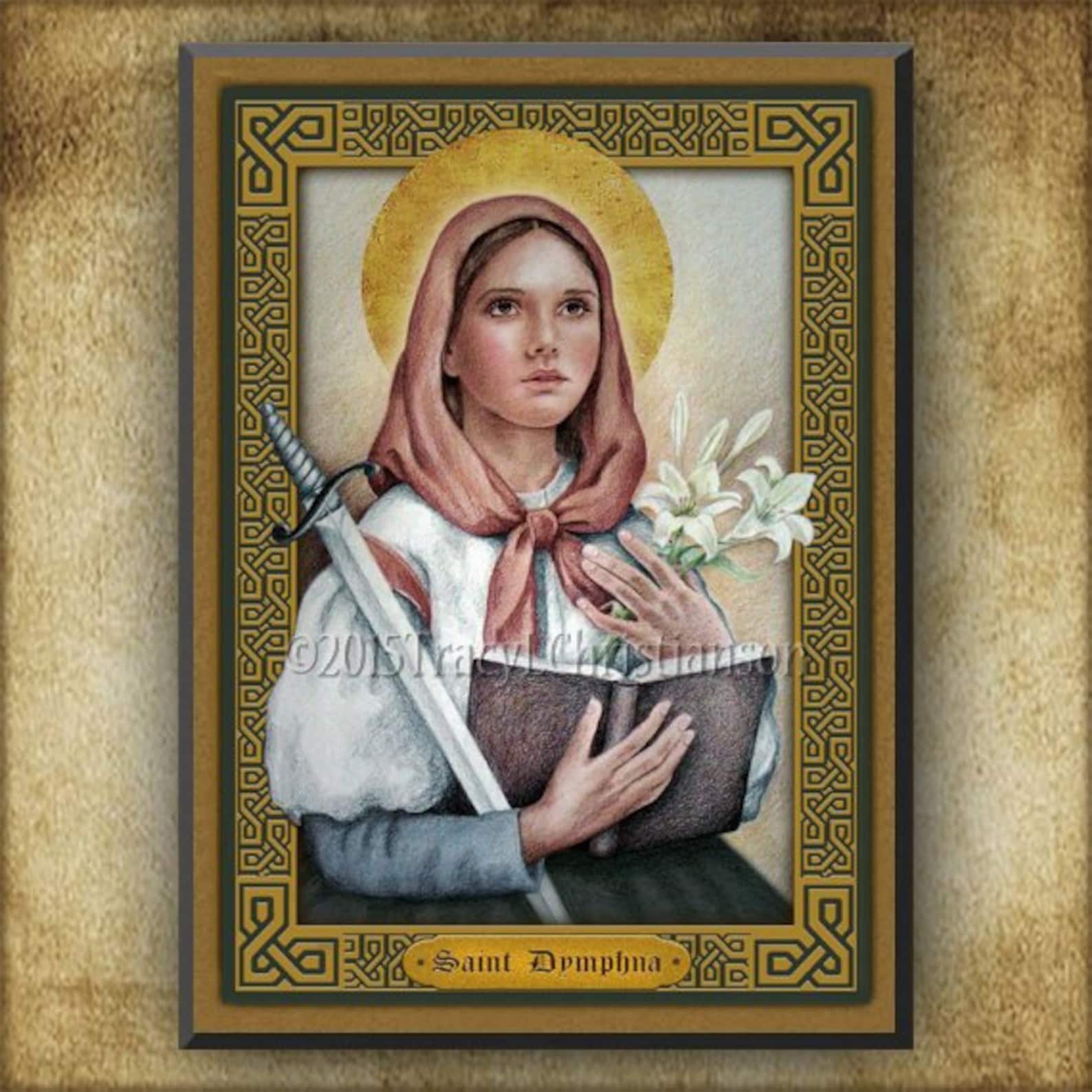 St. Dymphna Wood Plaque & Holy Card GIFT SET Patron Against - Etsy