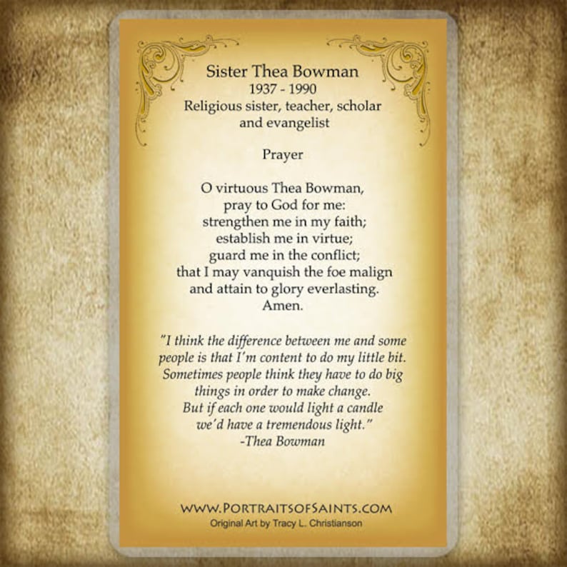 Sr. Thea Bowman Holy Card, Saint Prayer Card - Etsy