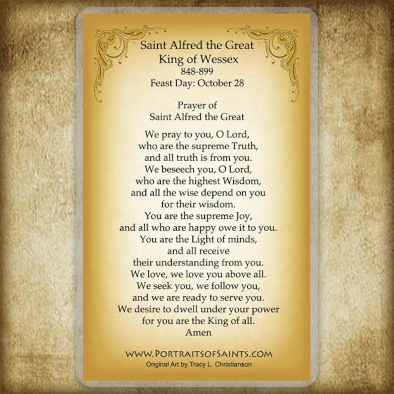 St. Alfred the Great Holy Card, Saint Prayer Card - Etsy