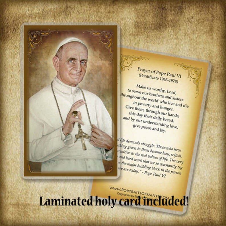 St. Pope Paul VI Wood Plaque & Holy Card GIFT SET Catholic, Humanae ...
