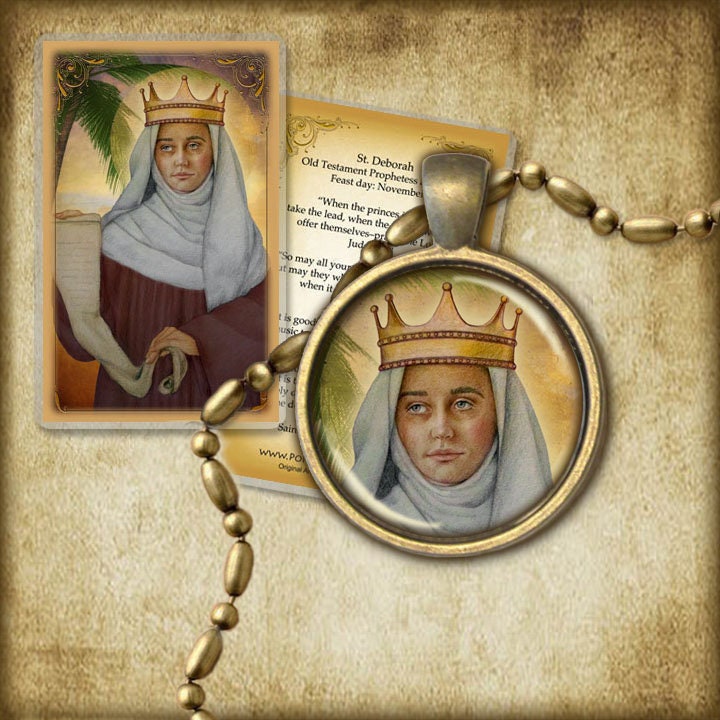 St. Deborah Pendant and Holy Card GIFT SET Old Testament - Etsy