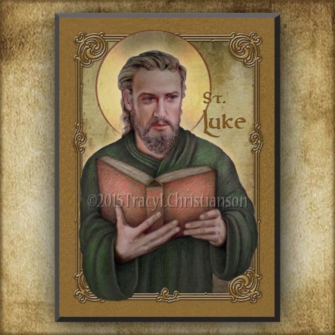 St. Luke the Evangelist Wood Plaque and Holy Card GIFT SET, Patron of ...
