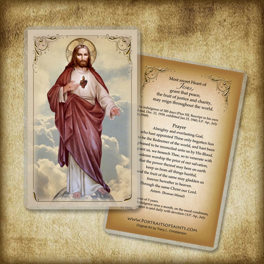 Sacred Heart (full-length) Holy Card/ Prayer Card - Etsy