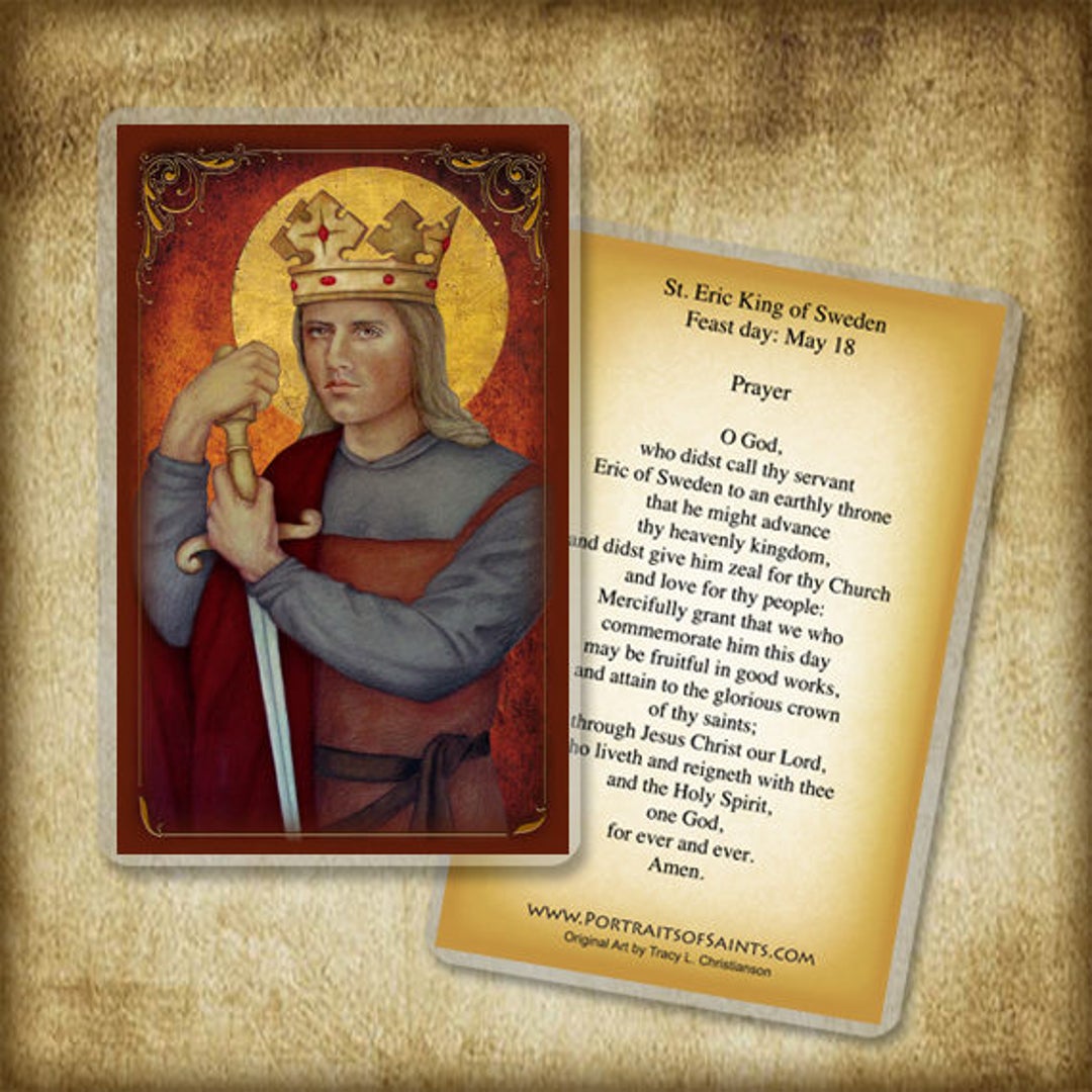 St. Eric IX King of Sweden Holy Card - Etsy
