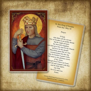 St. Eric IX King of Sweden Holy Card - Etsy