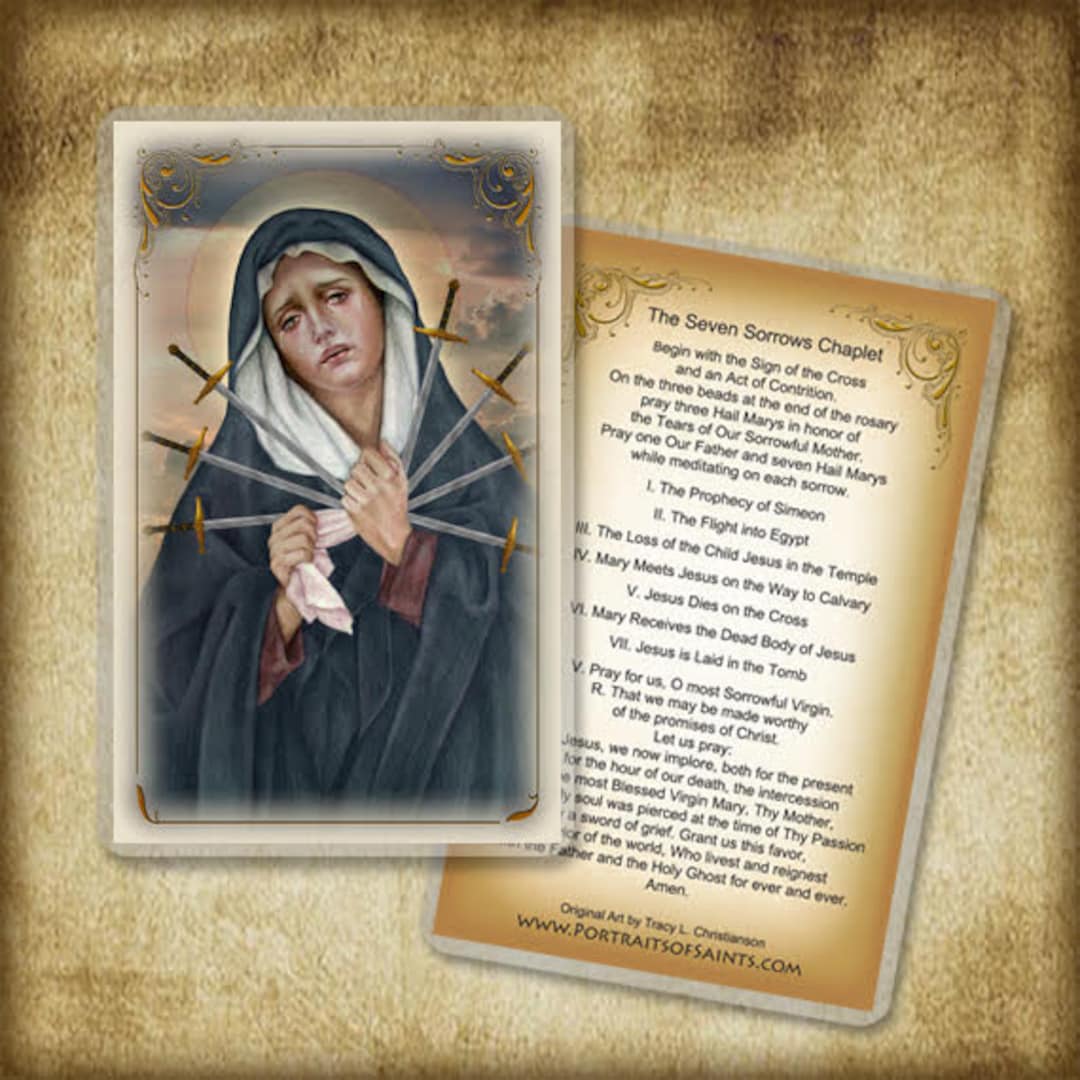 Seven Sorrows of Our Lady Prayer Card, Catholic Holy Card - Etsy
