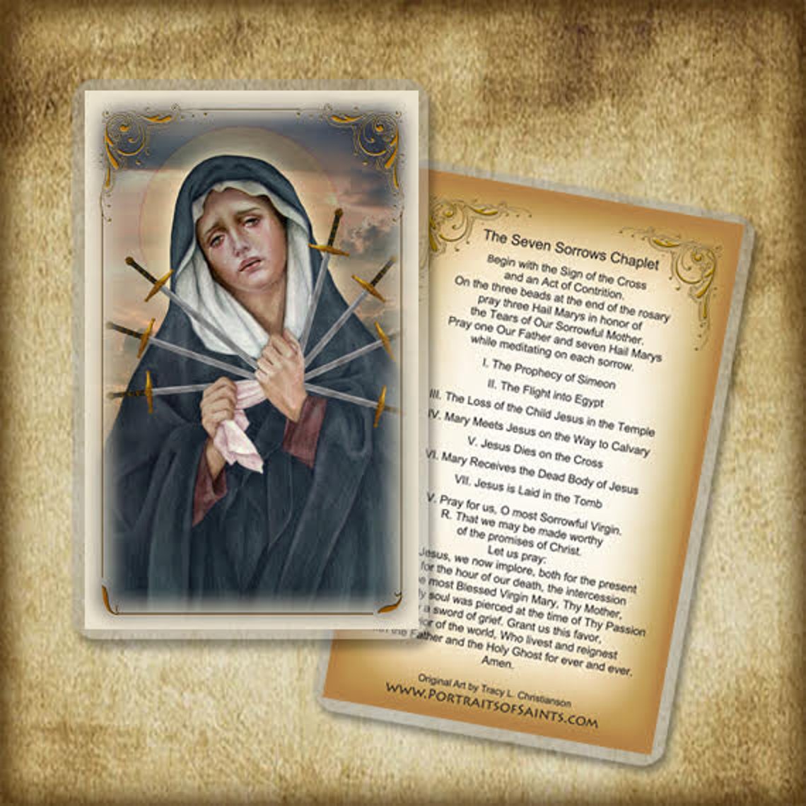 Seven Sorrows of Our Lady Prayer Card, Catholic Holy Card - Etsy