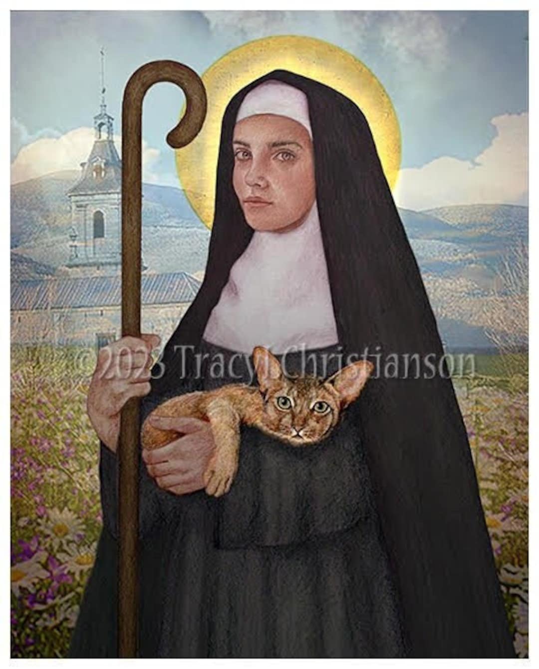 St. Gertrude of Nivelles, Catholic Fine Art Print/picture, Patron of ...