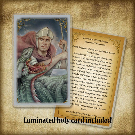 St. George and the Dragon Wood Plaque & Holy Card GIFT SET - Etsy