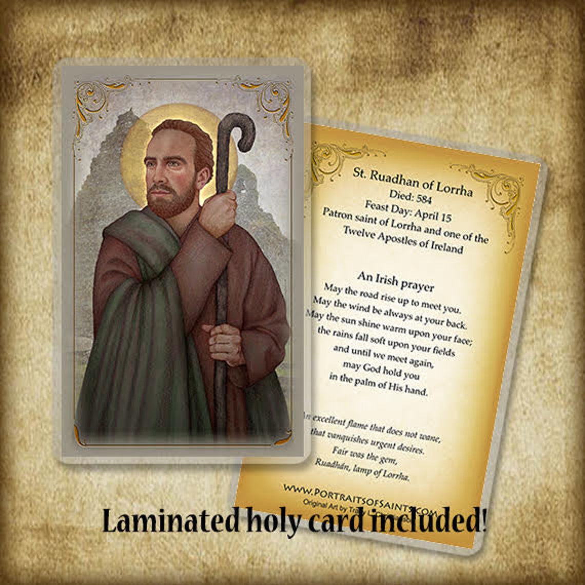 St. Ruadhan of Lorrha Wood Icon/ Wood Plaque & Holy Card GIFT SET ...