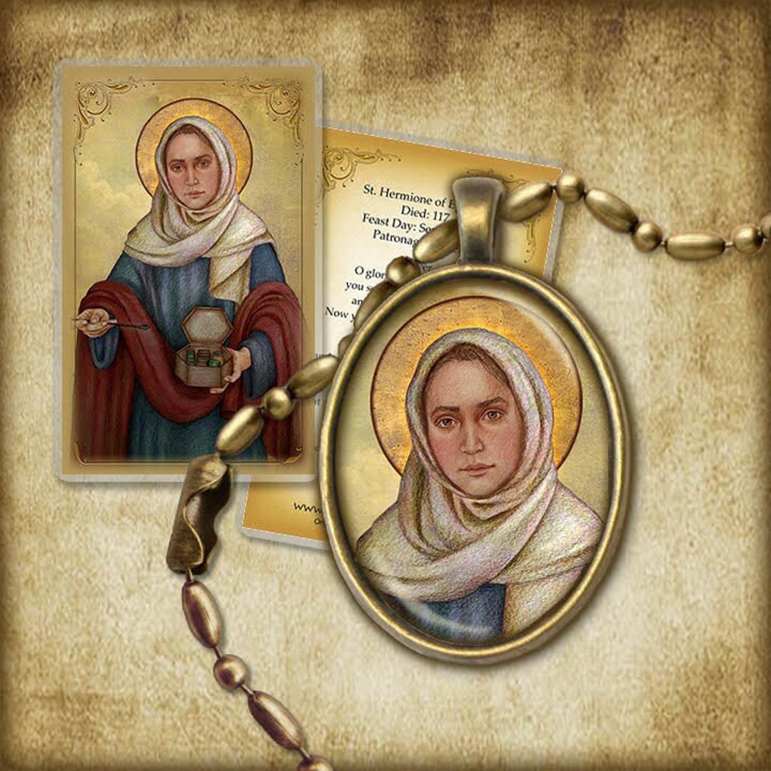 St. Hermione of Ephesus Pendant/key Chain and Holy Card GIFT SET - Etsy