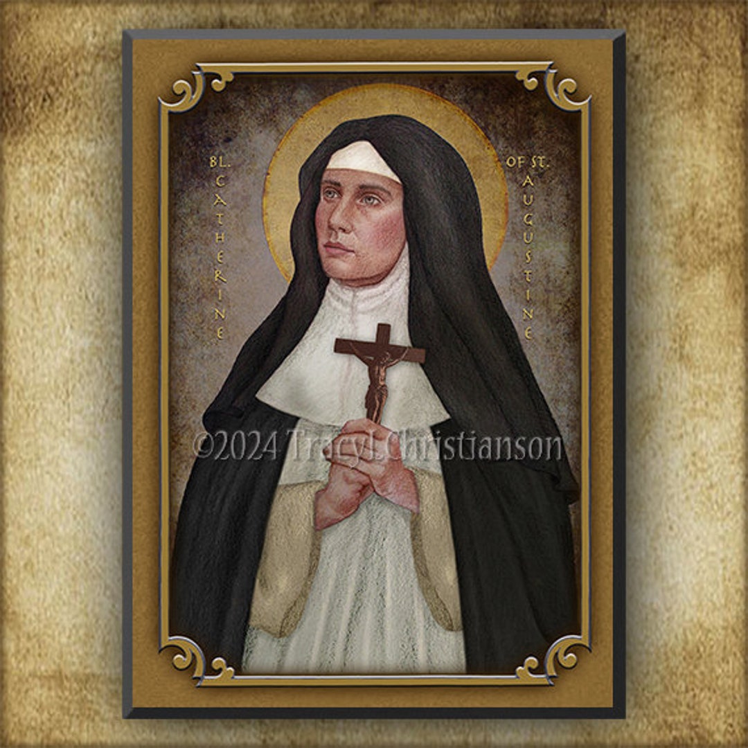 Bl. Catherine of St. Augustine Wood Icon/plaque & Holy Card GIFT SET ...