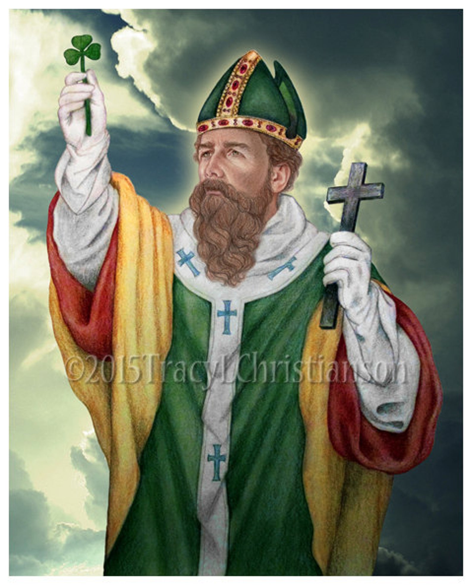 St. Patrick C Print Catholic Fine Art Patron of Ireland | Etsy
