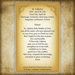 St. Adjutor Holy Card/prayer Card for Swimmers - Etsy