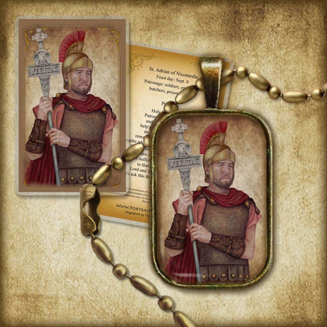 St. Adrian Pendant and Holy Card GIFT SET Saint for Soldiers - Etsy