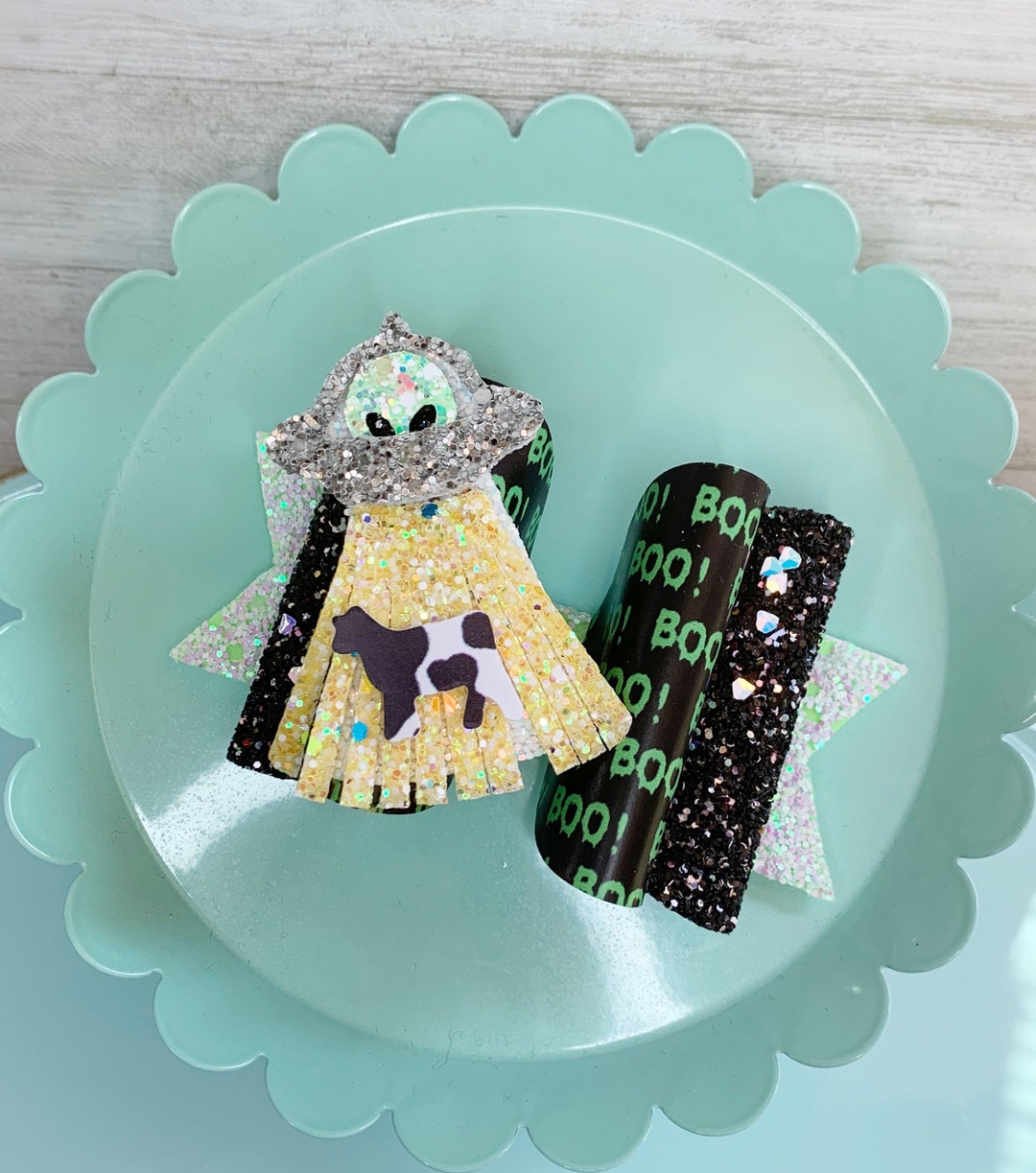 Alien Glitter Hair Bow. Confetti Hair Bow. Girls Hair Bow. Big Bow ...