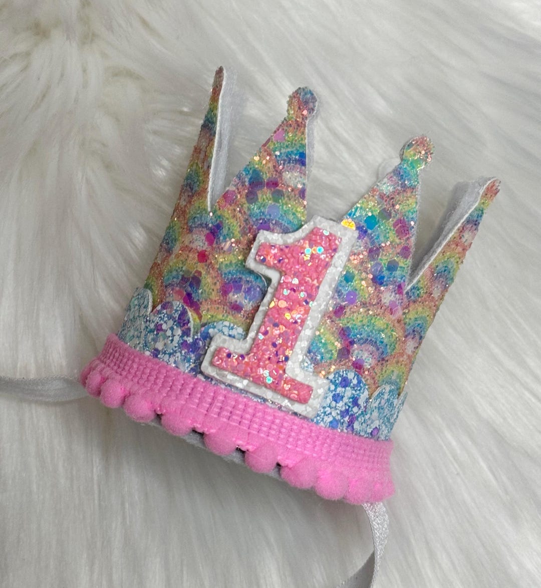 Rainbow Glitter Birthday Crown,. Girls Birthday Crown . Birthday Crown ...