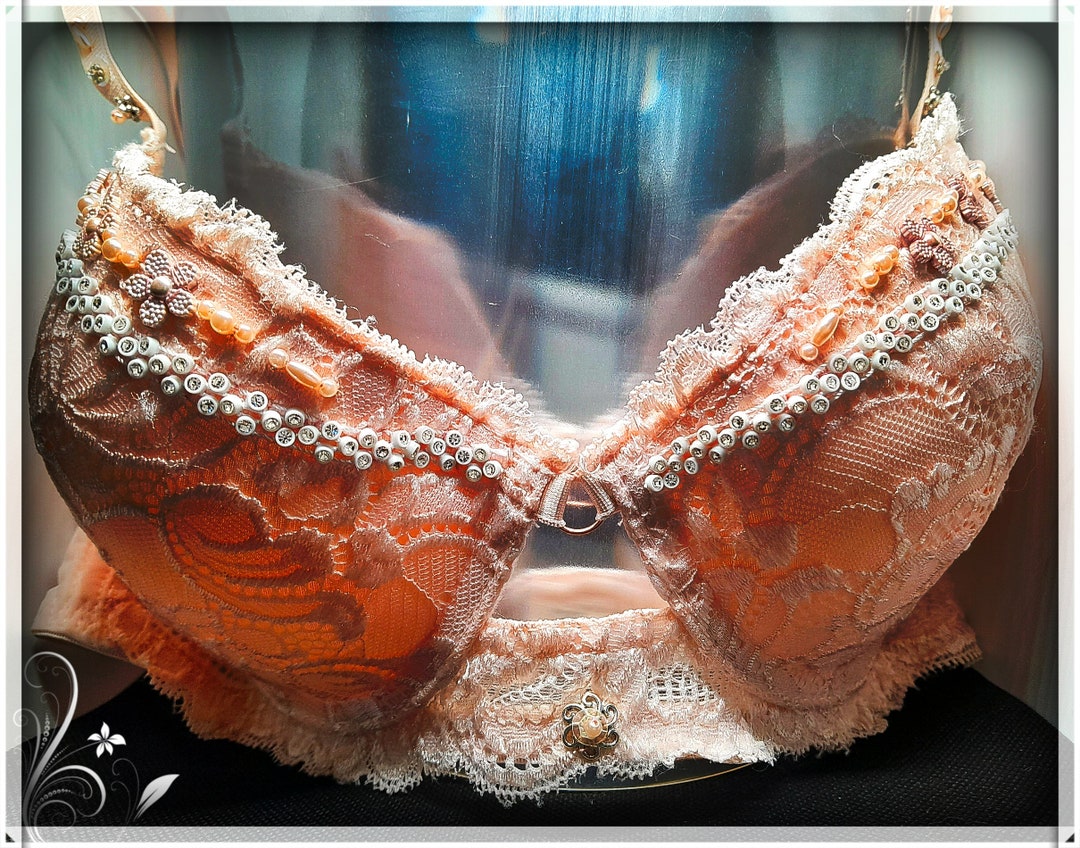 Lacy Embellished Bra - Etsy