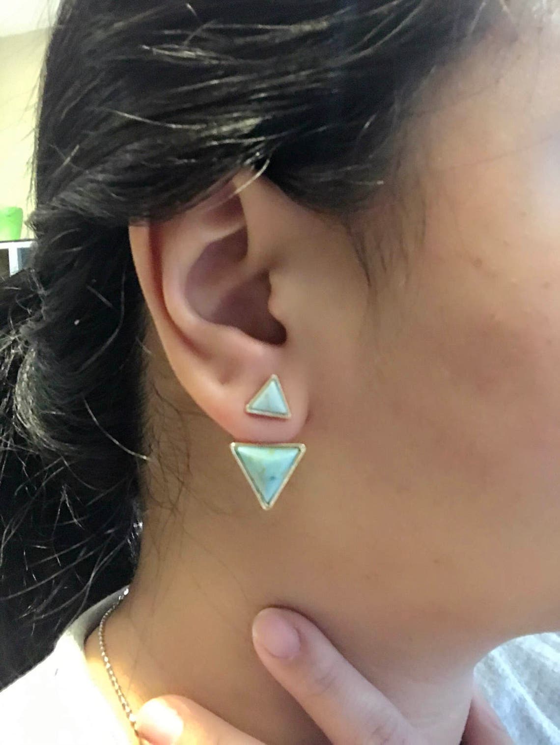 Howlite Triangles Earring Jackets turquoise earring howlite | Etsy