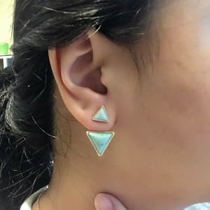 Howlite Triangles Earring Jackets Turquoise Earring, Howlite Earring, Earring Jacket, Yellow ...
