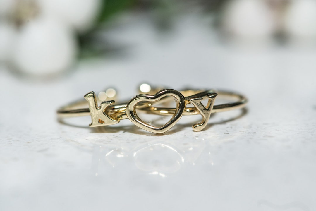 Letter Ring Love Ring Alphabet Ring Name Ring Custom - Etsy