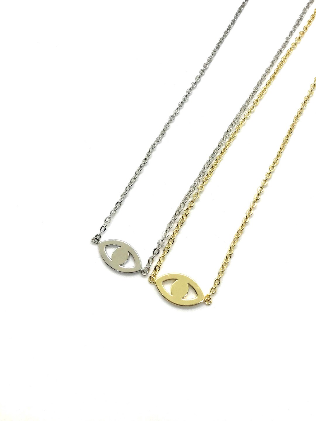 Evil Eye Chain Necklace Silver or Gold Finish Good Luck Charm, Chokers ...