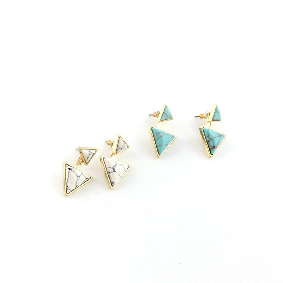 Howlite Triangles Earring Jackets Turquoise Earring, Howlite Earring ...