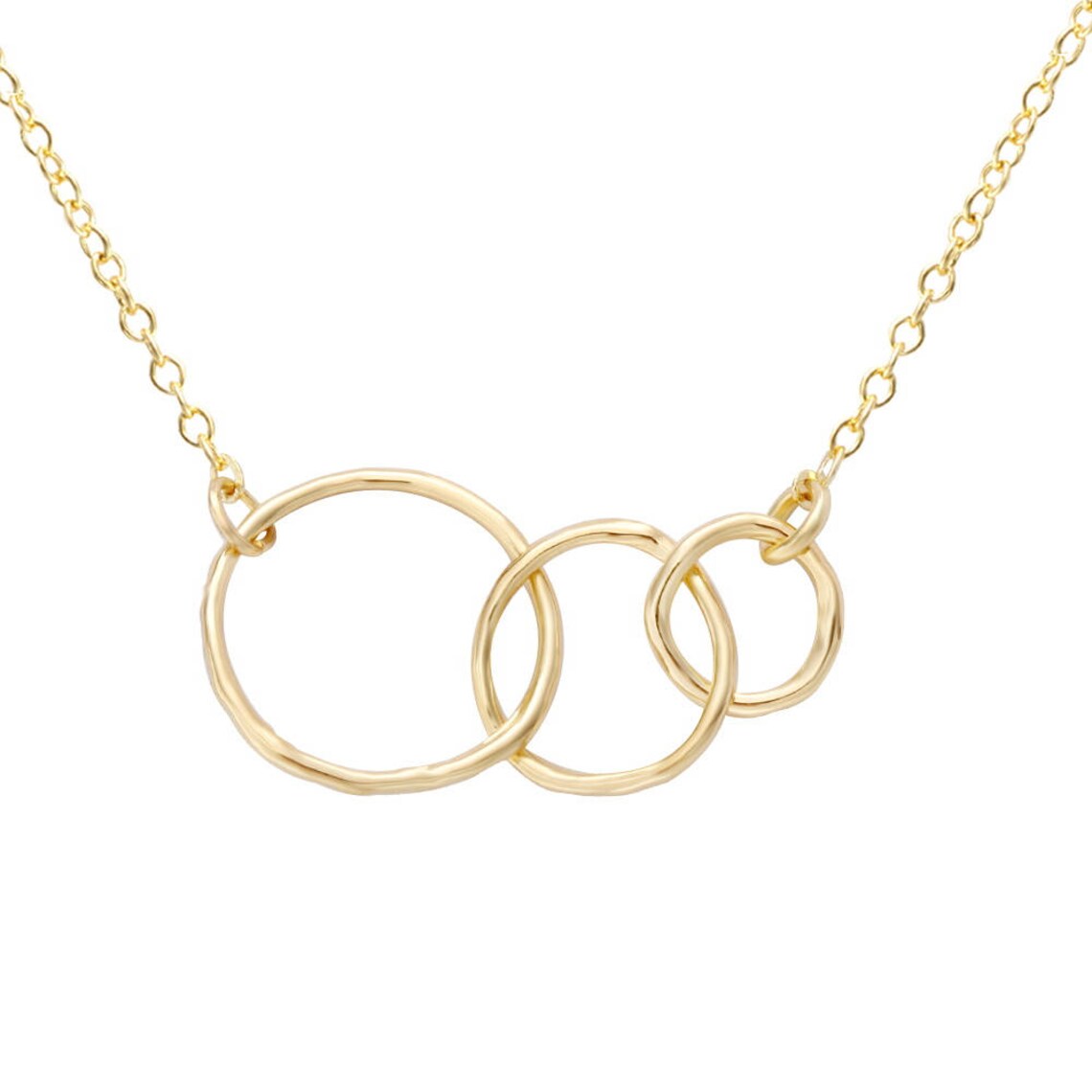 Three Interlocking Circle Necklace Silver or Yellow Gold - Etsy
