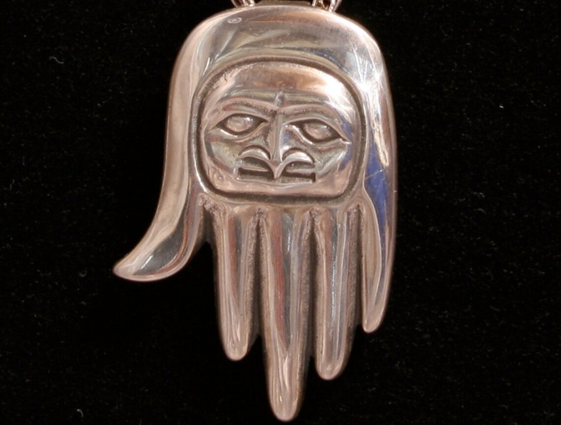 Sterling Silver Healing Hand Necklace: Alaskan Native Hawk Amulet - Etsy